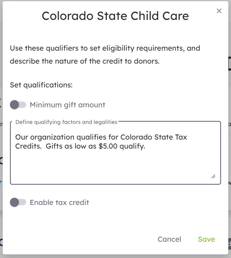 Add Colorado State Tax Credits for Child Care, HCTC & Enterprise Zone ...